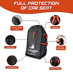 Car Seat Travel Bag for Airplane - Foldable Gate Check Car Seat Bag for Air Travel - Durable Infant Bag Cover with Adjustable Straps - Convertible Car Seat Backpack, Infant Carrier and Booster Seat