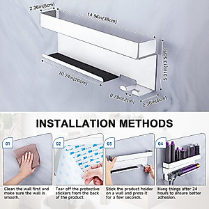 YAYINLI Blow Dryer Holder Wall Mounted Hair Dryer Holder, Blow Dryer and Curling Iron Holder for 7 in 1 Styler Attachments, Stainless Steel Straightener Holder, Bathroom Hair Tools Organizer Storage