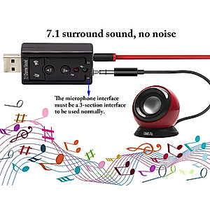 zdyCGTime Hi-Speed USB 2.0 7.1-Channel Virtual USB 3D Stereo Audio Adapter External Sound Card with 3.5 mm Audio and Microphone Ports, Internal Amplifier and Volume Controls
