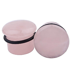 Single Flared Rose Rose Quartz Ear Gauges Plugs Tunnels Expanders Natural Stone Earrings Piercing Jewelry (4g(5mm))