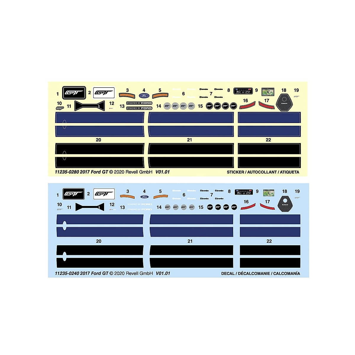 Revell 85-1235 2017 Ford GT Model Car Kit 1:24 Scale 27-Piece Skill Level 2 Plastic Easy-Click Model Building Kit, White