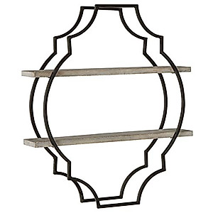 Signature Design by Ashley Candon Industrial 32" High Rustic Wall Shelf with 2 Shelves, Black