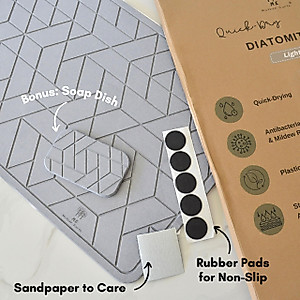 ME MOTHER EARTH Quick Dry Diatomaceous Earth Floor Stone Bath and Kitchen Dish Drying Mat, Bathroom Non-Slip Shower Mat, Super Absorbent Pad, Eco Friendly, Easy to Clean, Sustainable, Dark Grey