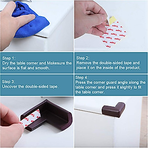 uxcell 4 Pack Foam Furniture Table Desk Edge Cover Pads Protectors Corner Cushions Bumper Guards Brown