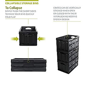 Pearington Collapsible Storage Bins, Stackable Containers for School, Work, Home Organization, 3-Pack