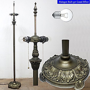 WERFACTORY Tiffany Floor Lamp Blue Lotus Stained Glass Flower Standing Reading Light 16X16X64 Inches Antique Pole Corner Lamp Decor Bedroom Living Room Home Office S220 Series