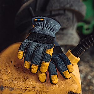 Wells Lamont Men's Slip On HydraHyde Water-Resistant Leather Palm Hybrid Work Gloves, XX-Large 3241XX, Gray