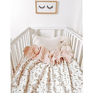 Toddler Blankets for Girls, Reversible Blanket 100% Cotton(Muslin) Baby Bed Blankets Super Soft Crib Blanket for Baby Infant Toddler 44"x47" (Pink Floral)