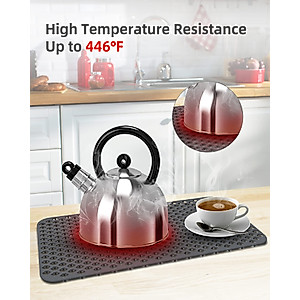 Makaduo Sink Protectors for Kitchen Sink, Silicone Kitchen Sink Accessories, Sink Mats for Stainless Steel Sink, Porcelain Sink, Large Folding Dish Drying Mat, Heat Resistant, Non-Slip, Grey