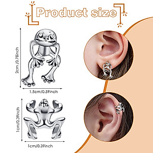 4 Pieces Frog Earrings for Women 3D Frog Earrings Two Way Silver Frog Earrings Vintage Stud Cute Frog Dangle Earrings Retro Detachable Ear Dangler Ear Stud for Anniversary Birthday Valentines