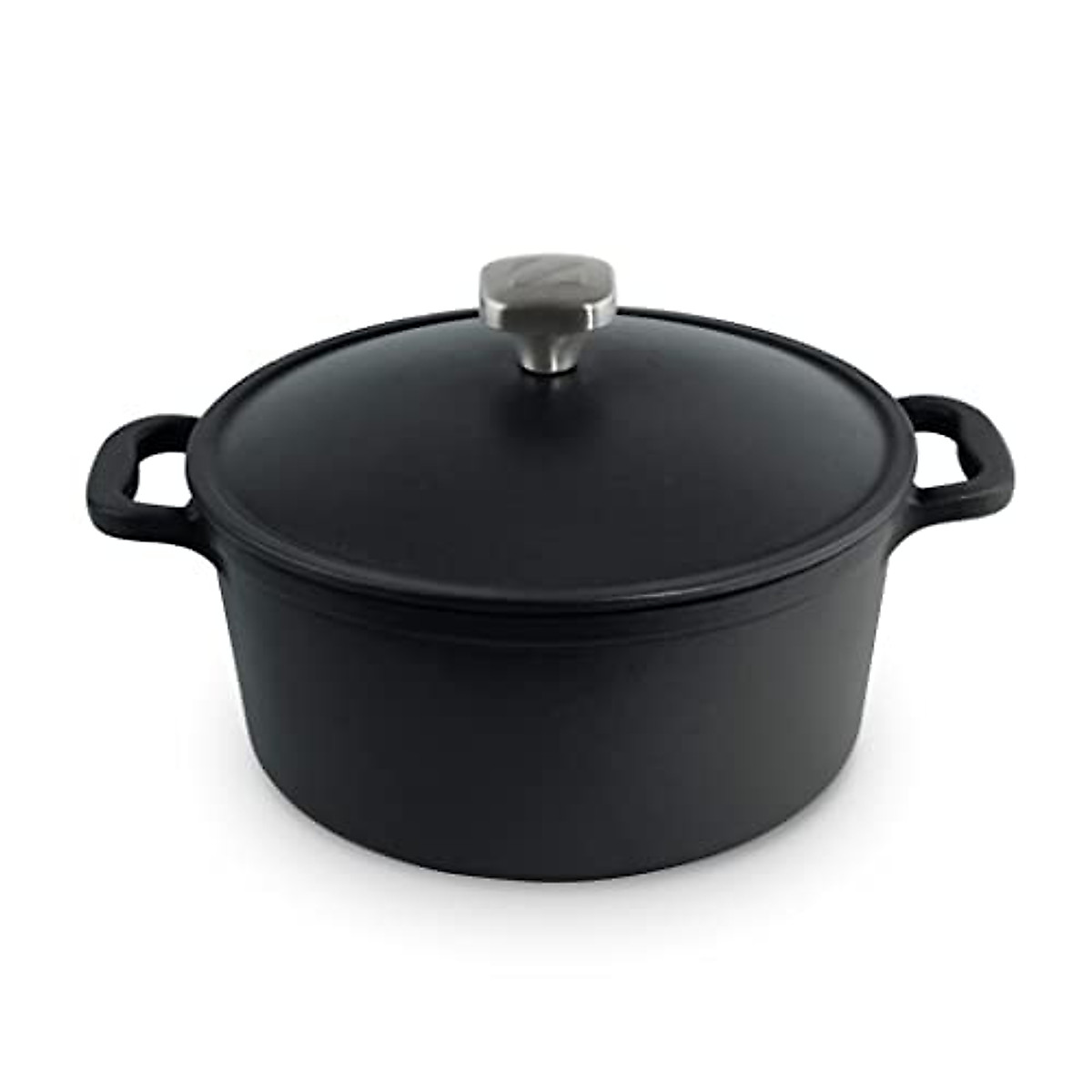 DASH Zakarian by DASH 4.5 Qt Nonstick Cast Iron Dutch Oven, Titanium Ceramic Nonstick Pot with Lid and Handles, Black
