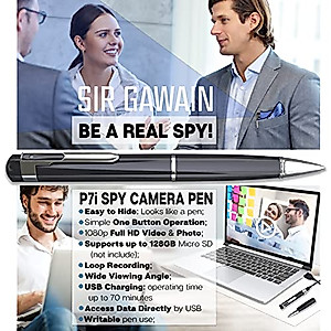 SIRGAWAIN [Upgraded 2023] Mini Spy Camera Hidden Camera Pen 1080p - Small Nanny Cam Spy Pen Camera Full HD Video or Picture Taking - Secret Camera with Wide Angle Lens, Rechargeable