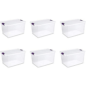 Sterilite 66 Quart Multipurpose ClearView Storage Tote Container with Secure Latching Lid for Home or Office Organization, (18 Pack)