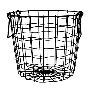 Cabilock Vintage Metal Laundry Basket Iron Storage Bin Country Basket Hamper Clothes Toy Organizer Rustic Farmhouse Decor
