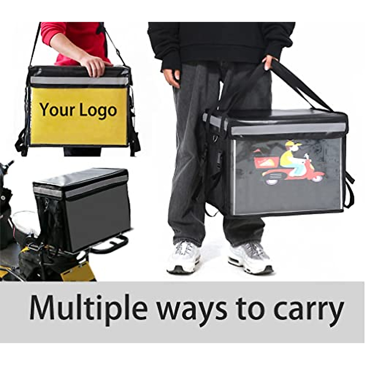 Nesthao Updated Professional Insulated Food Delivery Bag with Support Frame and Plastic Bottom Plate | Ideal for Uber Eats, Catering,Delivery Drivers, Doordash and more