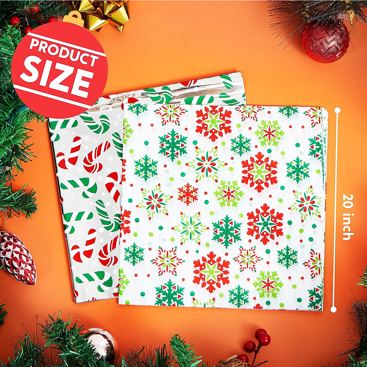 JOYIN 150 Pieces Christmas Wrapping Tissue Paper w/ Hologram & Prints for Gift Decoration, Gift Wrapping Boxes and Bags, Holiday Gift Extra-Special, Christmas Trees, Wine Bottles, Art & Craft and More