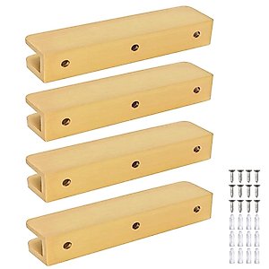 LukLoy Solid Brass Glass Shelf Bracket with 3 Screw Holes, Adjustable Glass Clip for 6mm-10mm Glass (Brush Gold, Pack of 4)
