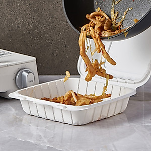 8X8" 1-Compartment 50Pack Plastic Clamshell Take Out Food Containers Heavy-Duty Togo Disposable Lunch Box With Secure Snap Hinged Lid Meal Prep for Parties Restaurants and Food Trucks Microwave Safe