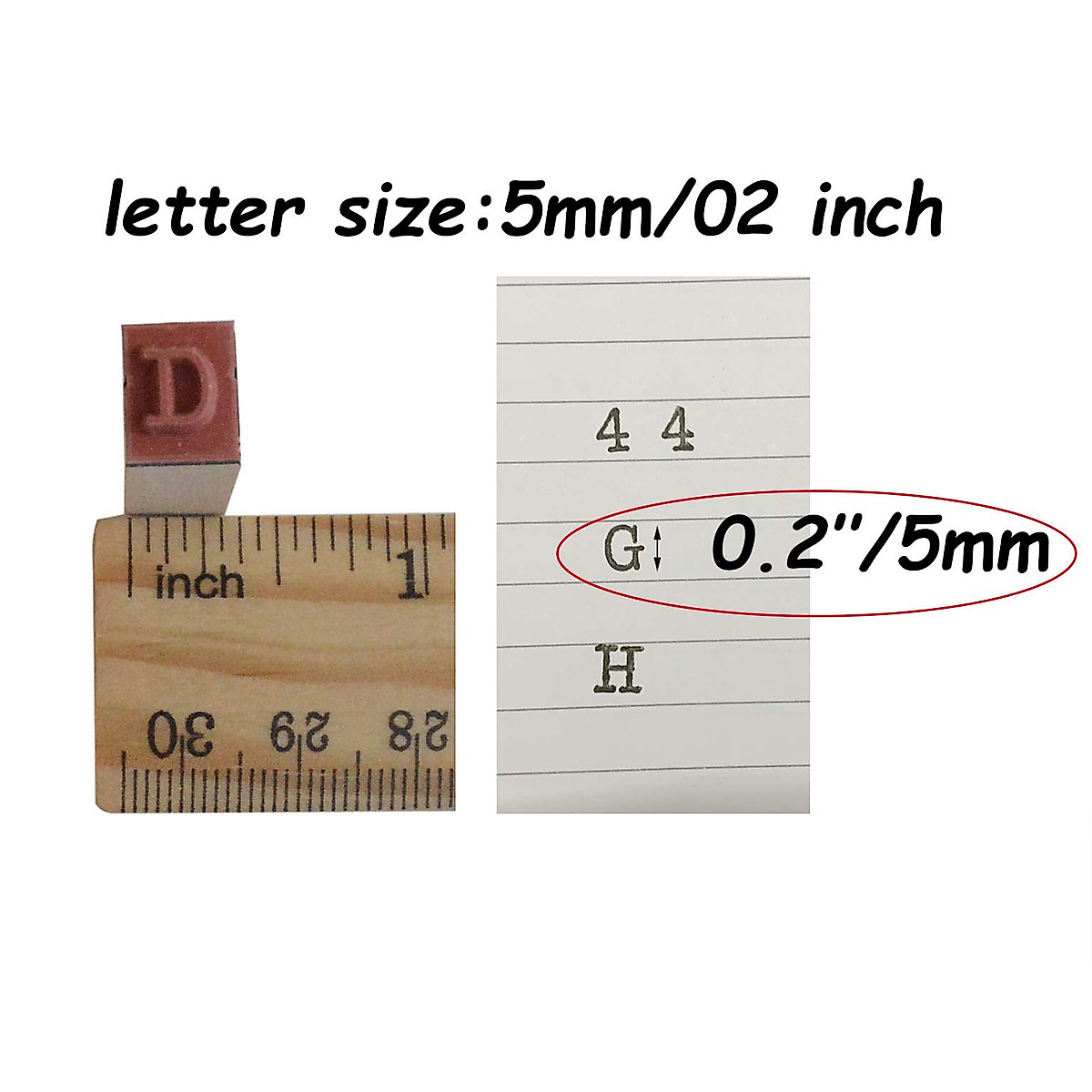 Pack of 36 Pcs Small Wooden Rubber Stamps 0.2 Inch of Letter and Number for DIY Craft Card and Photo Album (B)