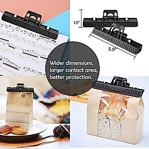 DRCUROTS 5 Pack Large Chip Clips,Chip Clips Bag Clips Food Clips,Bag Clips for Food,Bag Sealing Clips,Snack Bag Clips Durable Sturdy Plastic Clips for Food Storage.(Black)