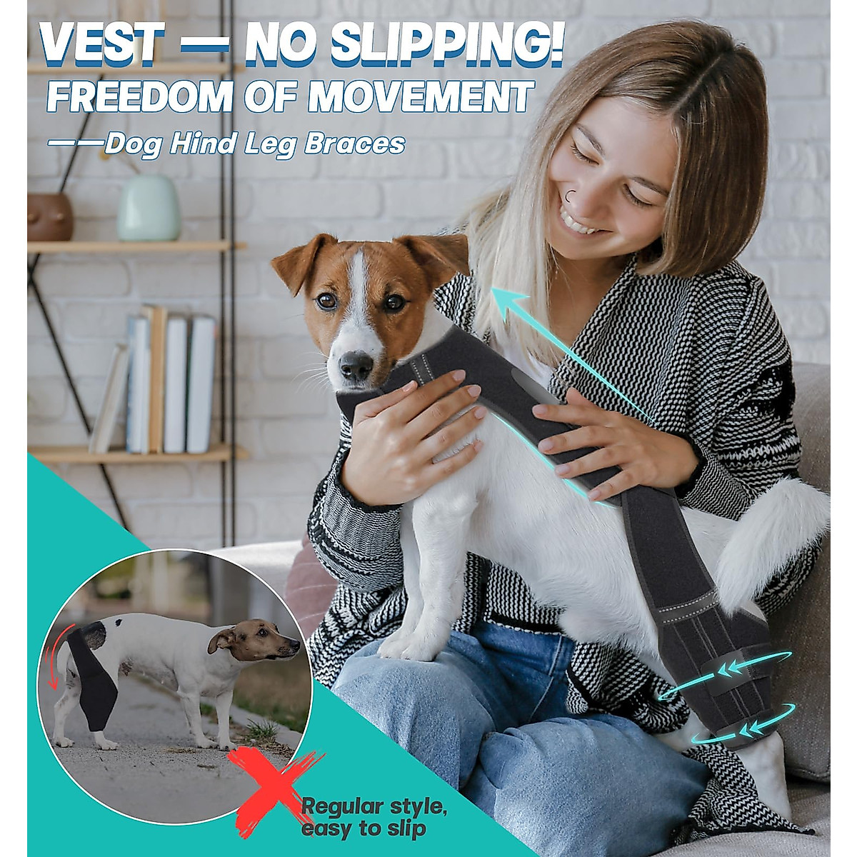 Petdream Dog Knee Brace with Vest, Support Dog Acl Brace for Hind Leg Torn, Adjustable Dog Rear Leg Braces for Cruciate Ligament Injury, Joint Pain Relief and Arthritis (Double, 2)