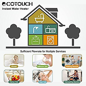 Electric Tankless ECOTOUCH 18kW on Demand Instant Hot Water Heater 240V, Self-Modulation Point of Use Hot Water Heater Whole House ECO180B Black