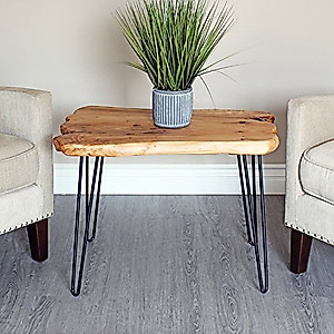 WELLAND Natural Edge Coffee Table, Small Square Cedar Wood Table, 28x20.5x20.5 inches, Unfinished