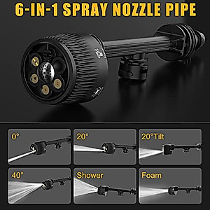 VTOMAN ToolCore V32 Cordless Pressure Washer with Jump Starter, Portable Pressure Washer, Power Water Cleaner with 6-in-1 Nozzle, 6m Hose, for Washing Car, Windows, Floor