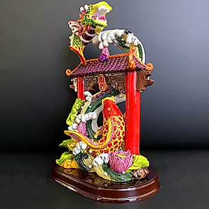 Lendonten Premium Chinese Feng Shui Decor Gifts, Home Office Tabletop Ornaments Collectible Figurines, Statues of Fishes Evolved Into A Dragon, FengShui Lucky Wealth for House