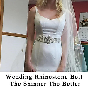 Pardecor Belt with Rhinestone Bridal Wedding Dress Belt Silver Crystal Rhinestone Pearl Belts Beaded Women's sash for Bridesmaid Gowns