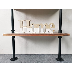 Anynice Industrial Ladder Pipe Shelves, Wall Mounted Rustic Bookshelf, Retro Metal Wood Bookcases (Weathered Brown, 6 Tier - 10" D x 24" W x 82.5" H)