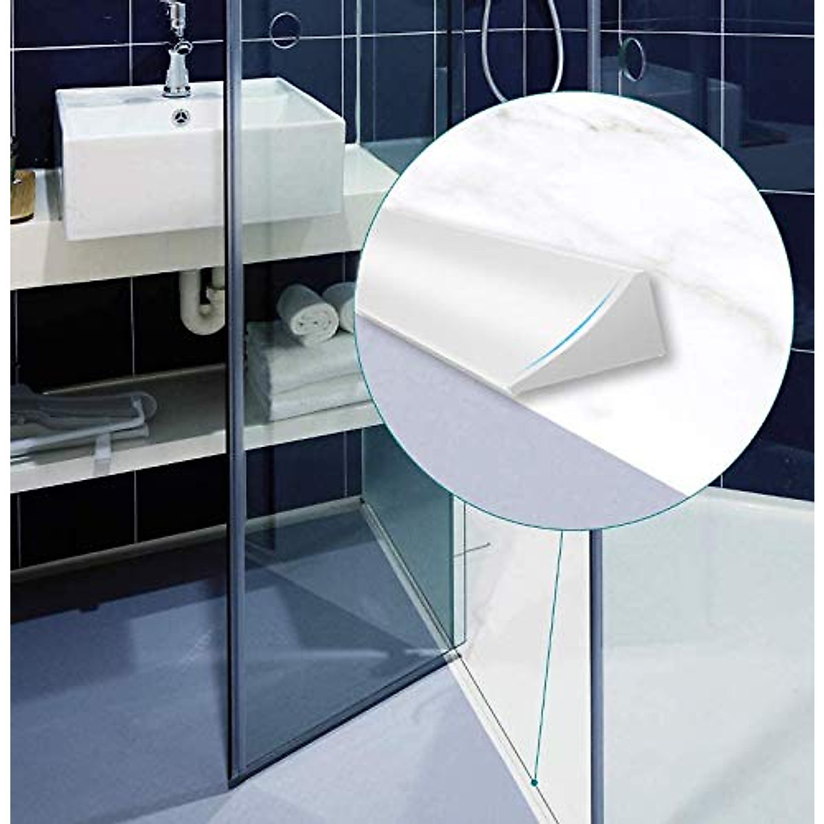 39 Inch Water Guard for Kitchen Sink, Silicone Rubber Kitchen Splash Guard, Corner Dam Water Retaining Strip for Countertop, Shower, Bathroom, Self Adhesive Caulk Seal Strip Edge Trim (Transparent)