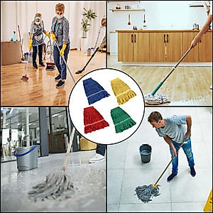 LANIAKEA 4Pcs Commercial Mop Head, Loop-End Mop Head Replacement, Heavy Duty Industrial Mop Heads for Home, Industrial and Commercial Use (Red, Yellow, Blue, Green)