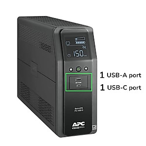 APC UPS 1500VA Sine Wave UPS Battery Backup, BR1500MS2 Backup Battery Power Supply, AVR, 10 Outlets, (2) USB Charger Ports