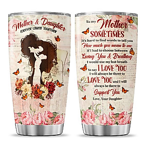 Floral Tumblers For Insulated Coffee Handle Funny Women Flower Mothers Day Cups Mama, Mother Daughter, Tumbler 20 Oz With Lid And Straw, Mom Gifts