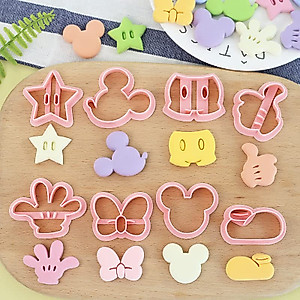 8 pcs Mouse Cookie Stamp, Cartoon Stamped Embossed Cookie Cutter Molds, Children's Baking Set, for Cookie Baking Supplies, Kids Birthday Party