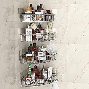 Orimade 4 Pack Transparent Adhesive Strip for Stainless Steel Corner Shower Caddies 8.66 x 2.75 inches (22 x 7 CM)
