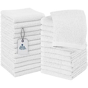 DAN RIVER 100% Cotton Washcloths 24 Pack Premium Quality Face and Body Cloth, Quick Dry and Highly Absorbent Essential Towels for Bathroom, Hand, Kitchen and Cleaning | 12x12 in | 400 GSM (White)