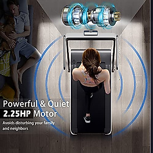 Goplus 2 in 1 Under Desk Treadmill, 2.5HP Superfit Folding Treadmills for Home Office w/Smart APP, Remote Control, LED Display, Bluetooth Speaker, Foldable Walking Jogging Machine (White)
