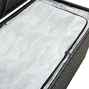 FIRBNUS Patio Storage Box Poly Rattan 39.3"x19.6"x19.6" Black Garden Storage Chest Daily Outdoor Use Spacious Trunk Box for Storing Blankets Cushions Pool Toys Gardening Supplies Books Pillow