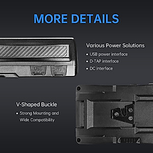 GVM V-Mount Battery with D-Tap and DC Outputs,160WH(10400mAh) V Mount Battery Compatible Video Camera Camcorder Broadcast with D-Tap and DC Outputs USB Ports