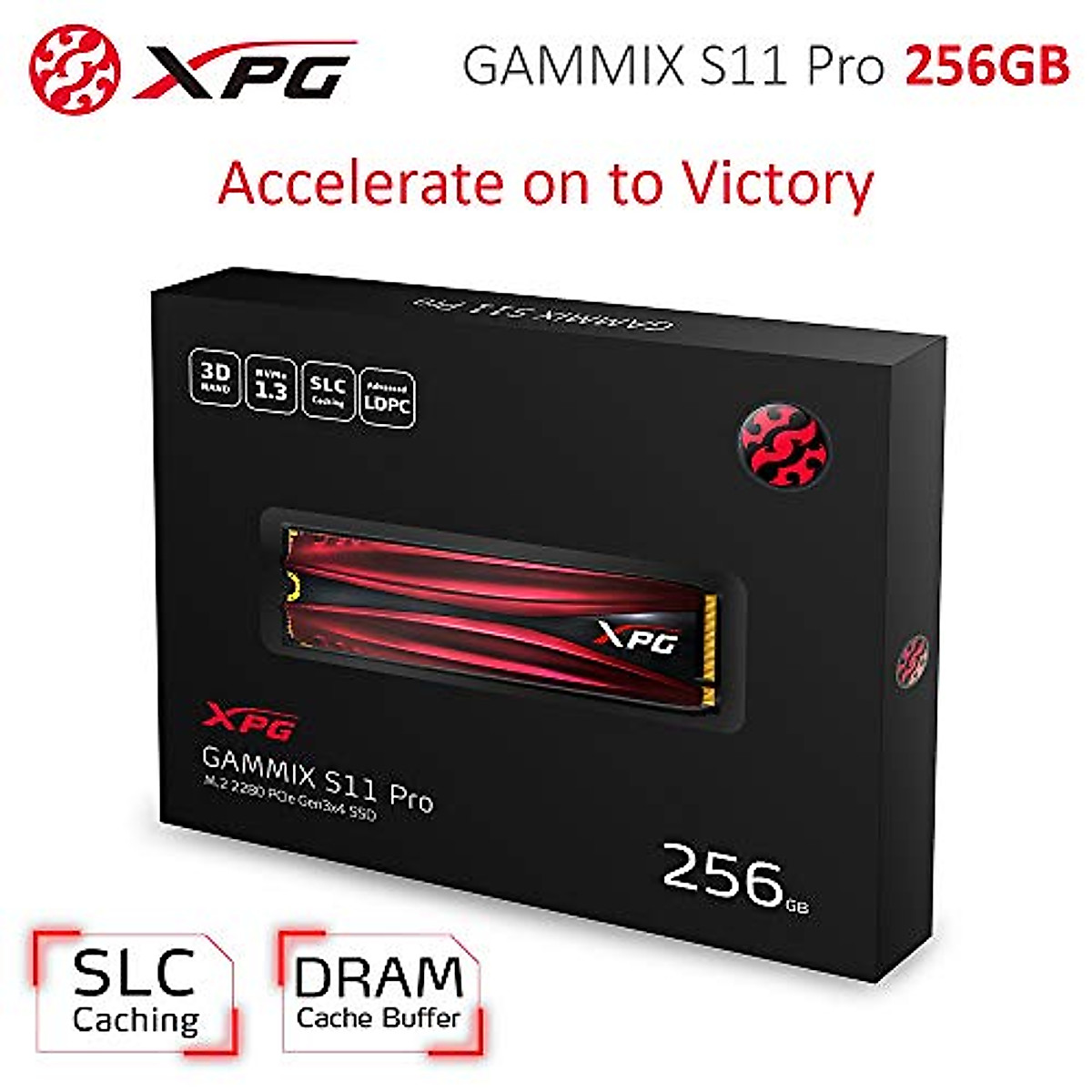 XPG GAMMIX 256GB S11 Pro 3D NAND PCIe NVMe Gen3x4 M.2 2280 SSD (AGAMMIXS11P-256GT-C)