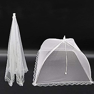 (6 Pack) ESFUN Food Net Covers for Outside, 17"x 17" Large Outdoor Food Cover Mesh Screen Tents Umbrella Fly Food Covers for Picnics, Parties, BBQ, Camping, Reusable and Collapsible