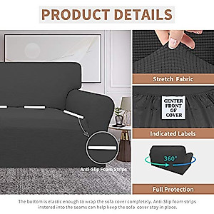 Easy-Going 100% Waterproof Oversized Loveseat Couch Cover, Dual Waterproof Sofa Cover, Stretch Jacquard Sofa Slipcover, Leakproof Furniture Protector for Kids, Pets, Dog and Cat, Dark Gray