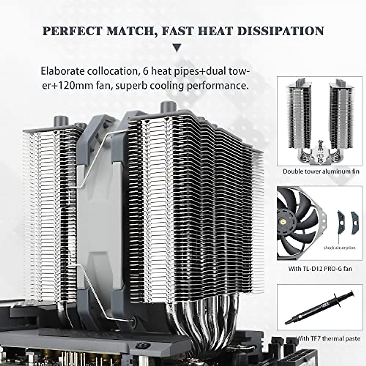 Thermalright Silver Soul 135 CPU Cooler Dual Towers, 6 Heat Pipes, 135MM Hight, TL-D12PRO-G PWM Fan, Aluminium Heatsink Cover, AGHP Technology, for AMD AM4 AM5/Intel 1700/1150/1151/1200/2011