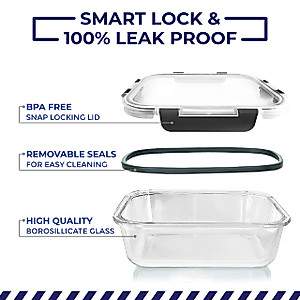 KOBWER 26 Pieces Glass Food Storage Containers with Lids BPA Free Glass Meal Prep Airtight Glass Container Set Microwave Oven Dishwasher Oven Safe Durable Leak Resistant Stackable