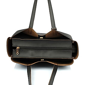 Mammon women's Extra Large 3 Compartment Tote Hand Bag (3C-Tote), Black