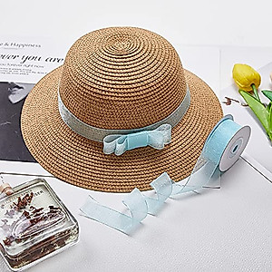 JingleStar Decorative Accessories 1 Inch Sheer Chiffon Ribbon Perfect for Crafts Hair Bows Gift Wrapping Wedding Party Decoration and More (Tiffany Blue)