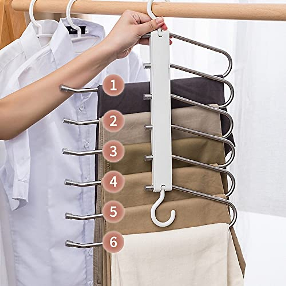 RIIPOO Pants Hangers Space Saving 2-Pack, Jeans Hangers Heavy Duty for Closet, Trousers Hangers Non Slip for Men Women