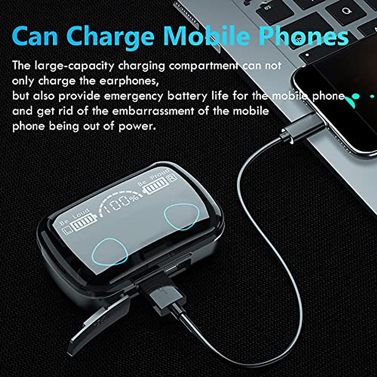 LELEBEAR TWS Bluetooth 5.1 Earphones 3500mah Waterproof Charging Box Ipx7 Waterproof Noise Cancelling Sports Touch Control Wireless Earphones (Dark Green)